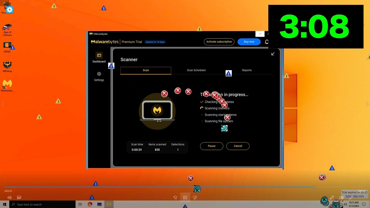 Memz.exe Trojan against Malwarebytes - YouTube
