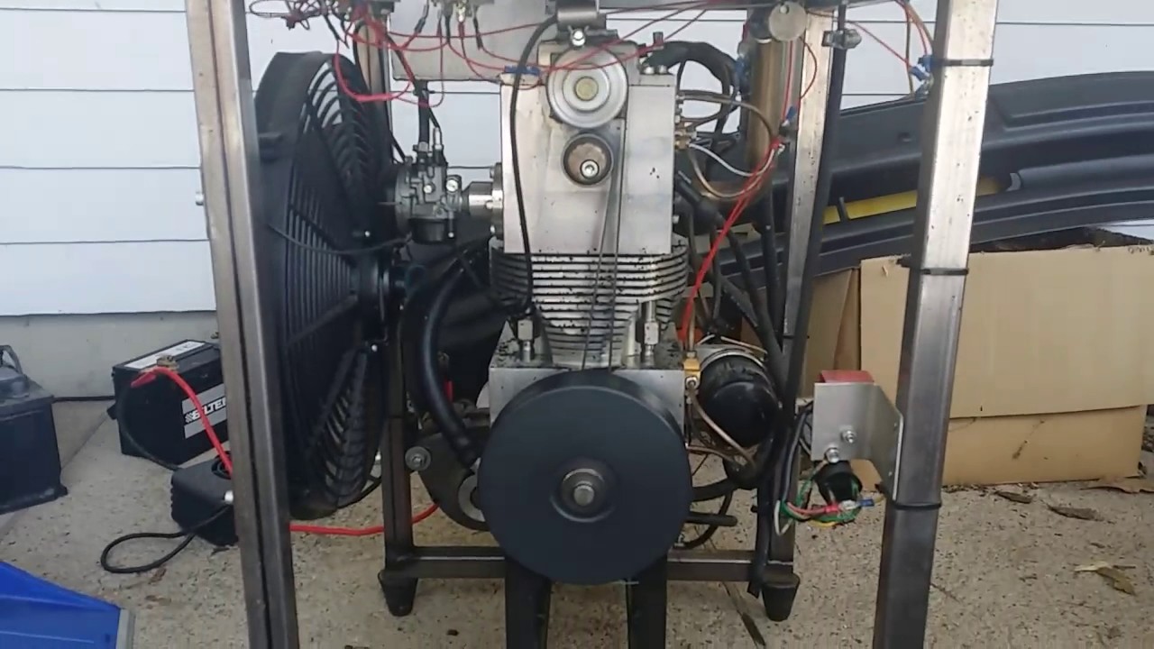Homemade 4-stroke engine spring start - YouTube