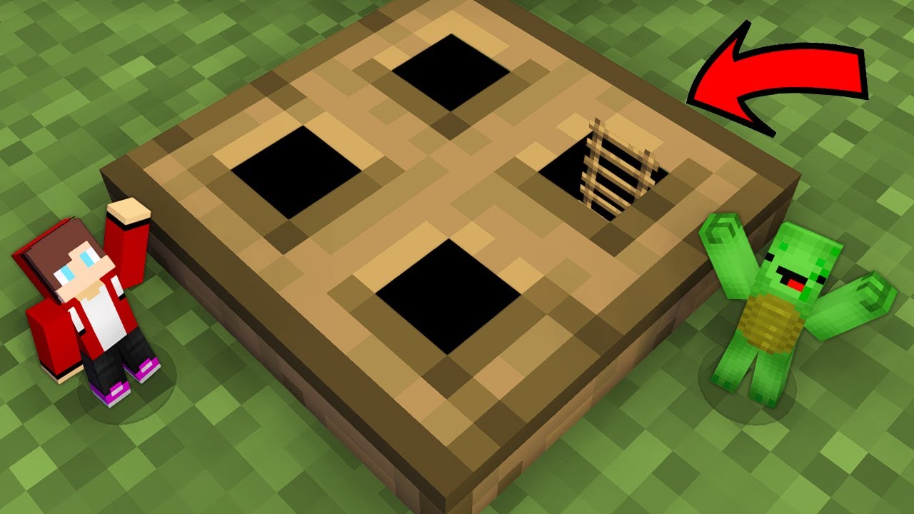 Build Secret TINY BASE Inside TRAPDOOR in Minecraft - Maizen JJ and ...