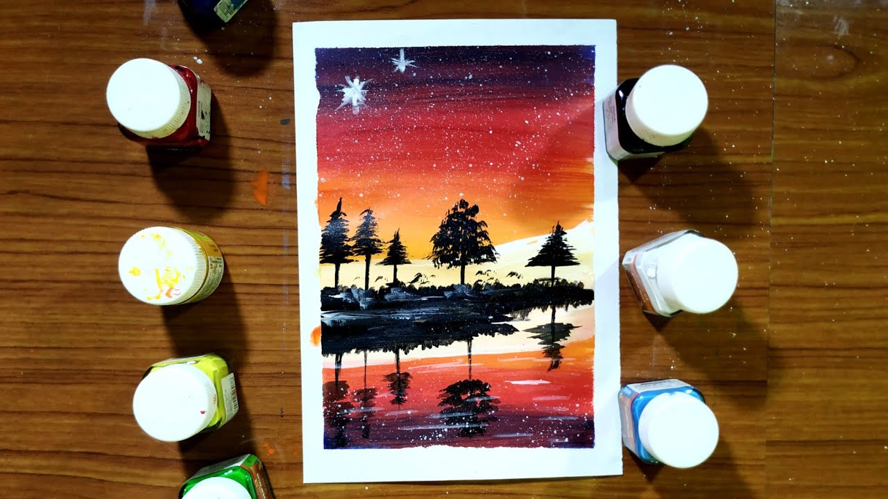 HOW TO DRAW A ACRYLIC PAINTING | SUNSHINE PAINTing - YouTube
