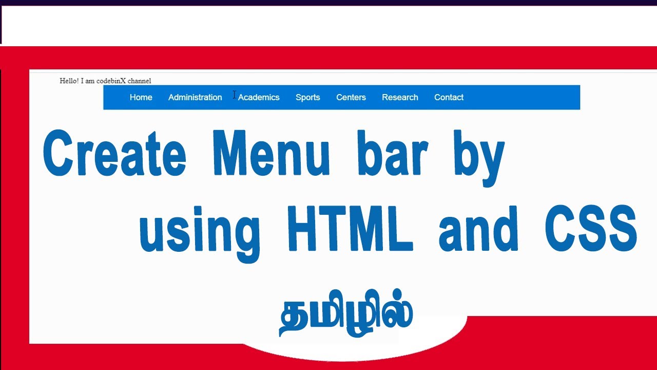 Create Menu Bar By Using Html And Css In Tamilweb Development Fundamentals 03 In Tamilcodebinx