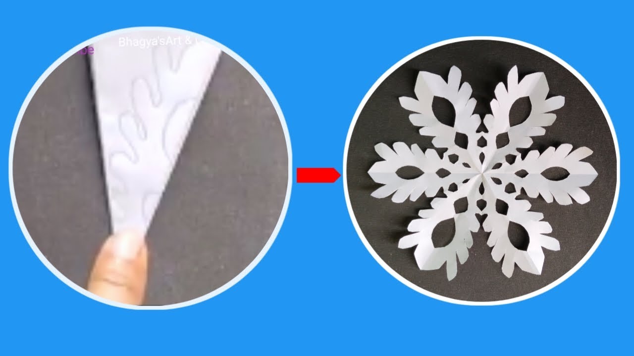 How to cut Snowflake easy|Snowflakes cutting step by step@Bhagya'sArt ...