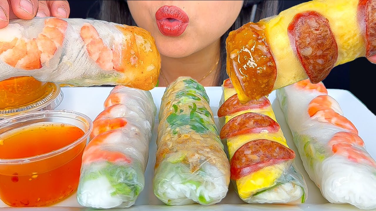 ASMR SPRING ROLLS *3 DIFFERENT FLAVORS* | MUKBANG | EATING SOUNDS ...
