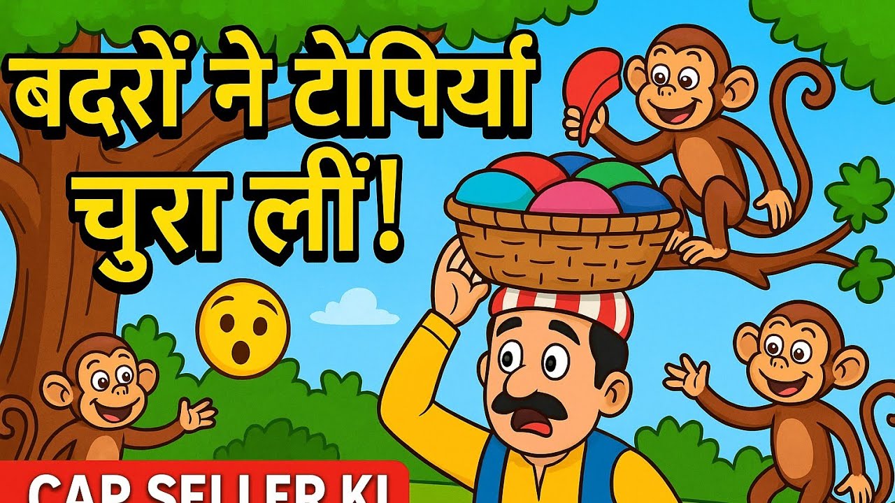 The Cap Seller and The Monkeys 🧢 | Moral Story in Hindi | Monkey Story ...
