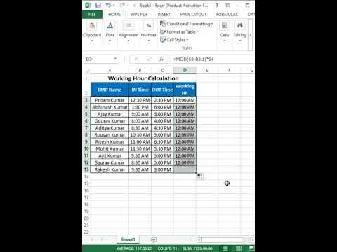 Working Hours Calculation in Excel #youtubeshorts - YouTube