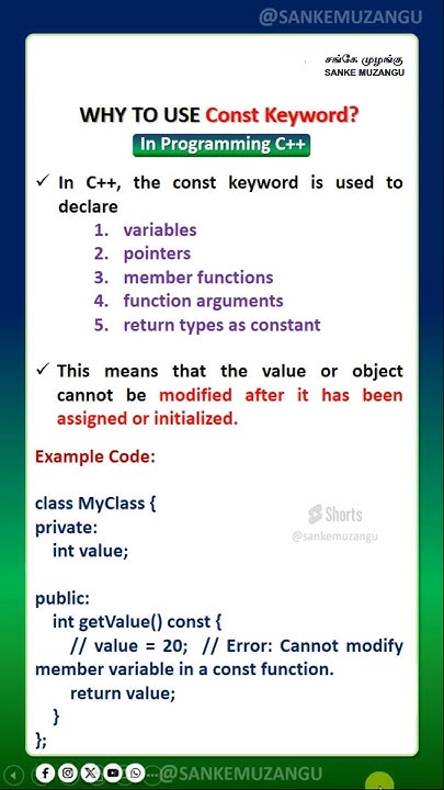 WHY TO USE Const Keyword in Programming in C++ | SM | #C++ #const #Keyword #Shorts #SM - YouTube