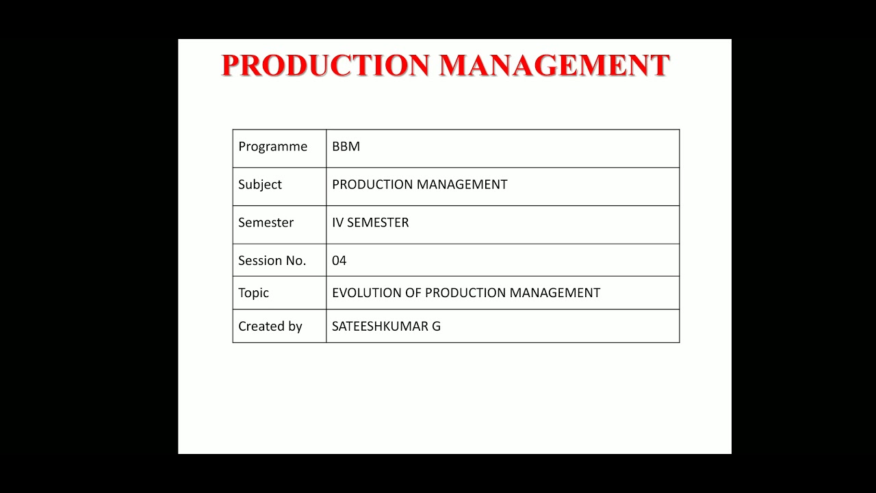 session 4: Evolution of production management - YouTube