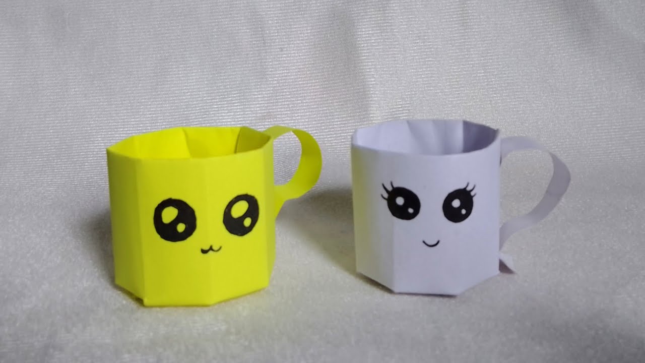 Cute paper cup making idea /origami paper cup making - YouTube