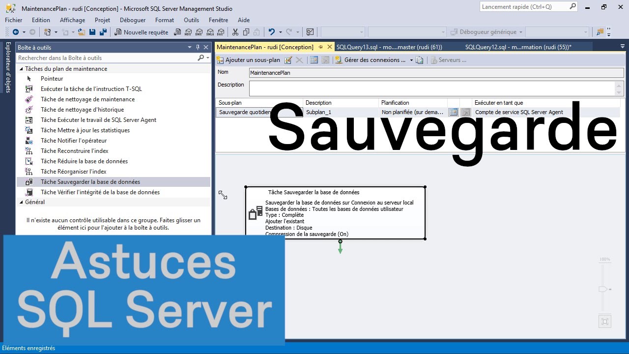 Planifier une sauvegarde dans SQL Server avec le plan de maintenance - YouTube