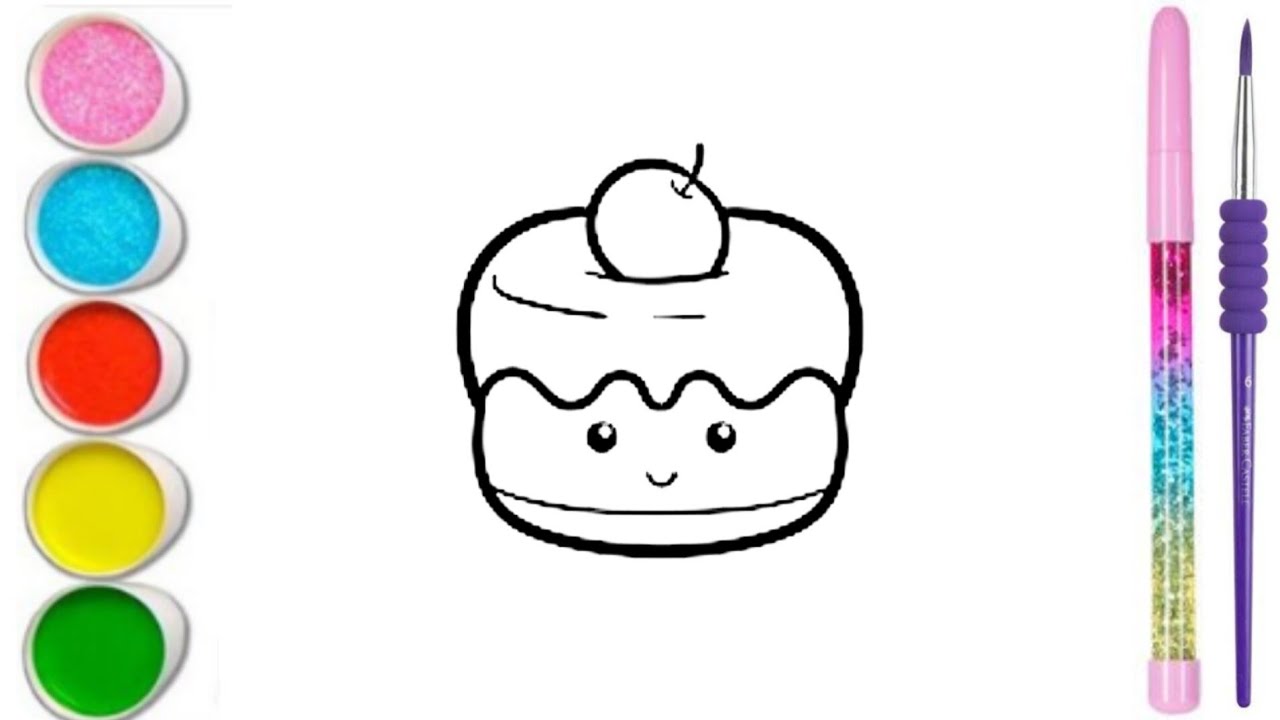 Beautiful cake drawing colouring and painting for kids toddlers// how ...