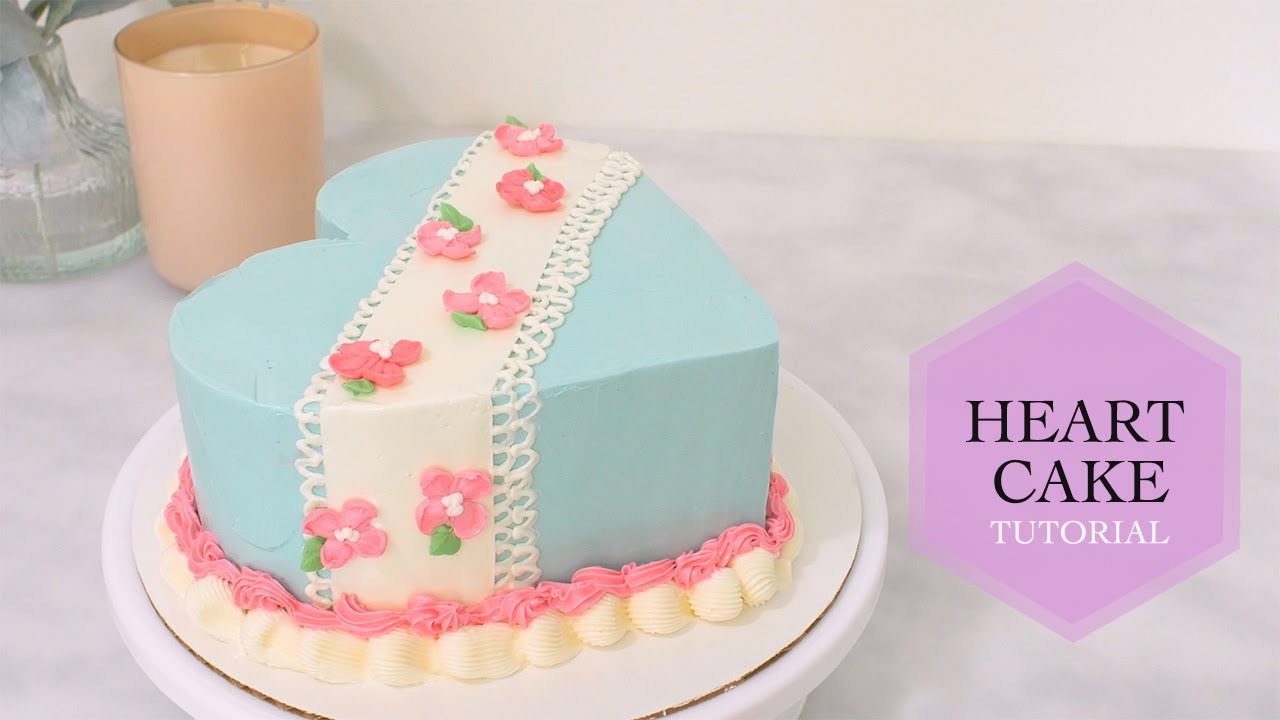Buttercream Heart Cake Tutorial | How to decorate a Cake - YouTube