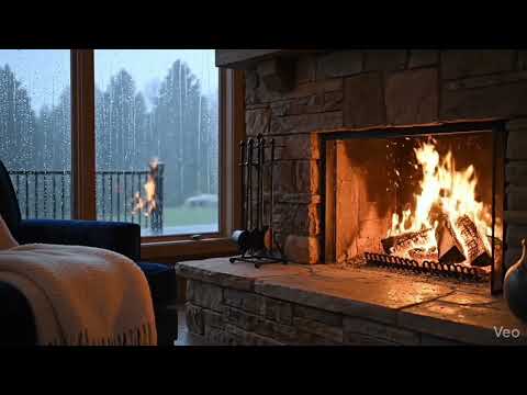 Kar Fırtınasında Huzurlu Dağ Evi | 4K Şömine ve Kar Sesi (Cozy Winter Ambience)