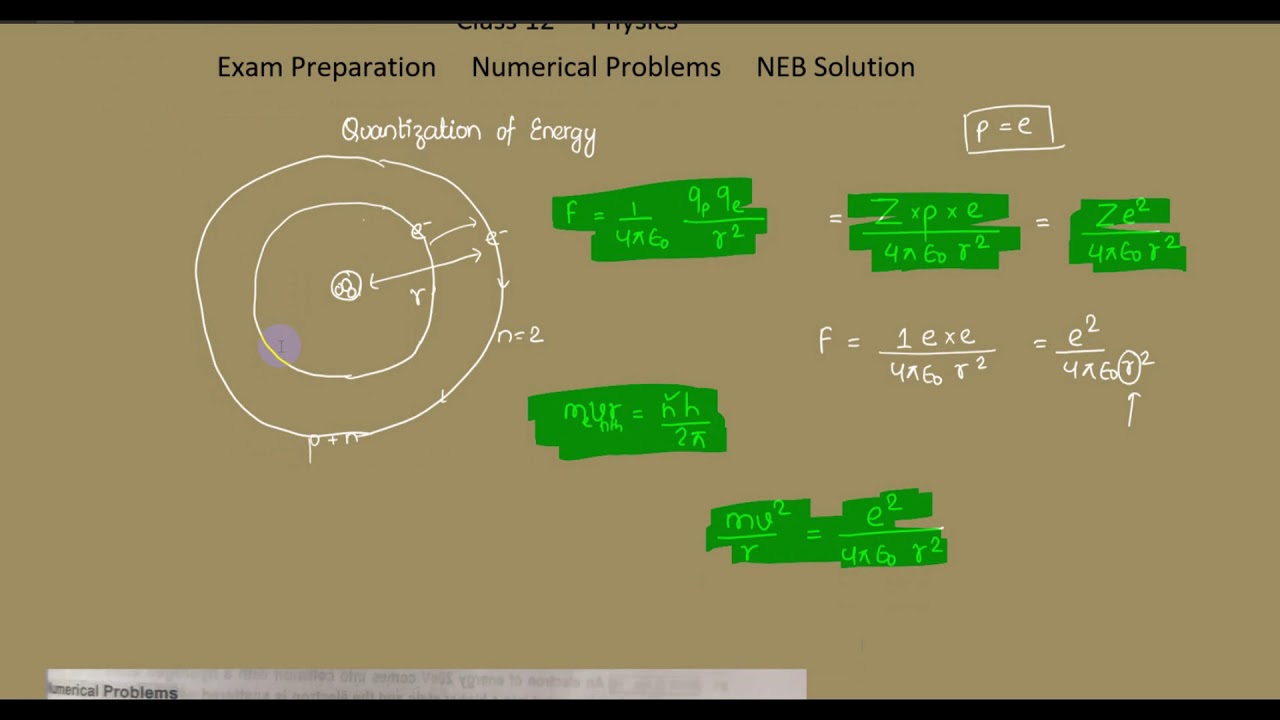 Quantization of energy Numerical Saamagri VDO 1 | Class 12 Physics | NEB Solution | Exam ...