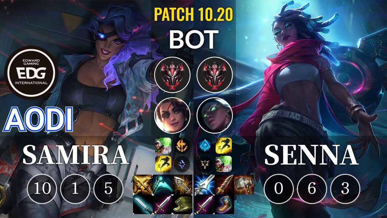 EDG Aodi Samira vs Senna Bot - KR Patch 10.20 - YouTube