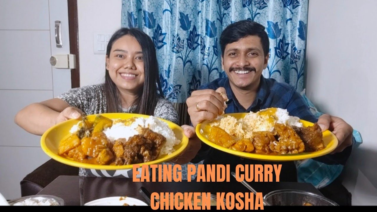 Cooking & Eating Coorg style pork curry||Bengali style Chicken kosha ...