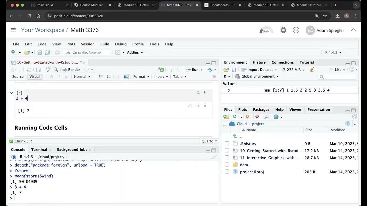 Working with Code Cells in a Quarto Document in RStudio - YouTube