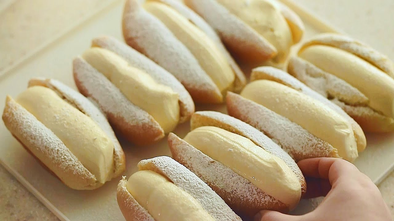 슈크림 가득 넣은 슈크림빵 만들기/How To Make Custard Cream Bread(Pastry Cream) - YouTube