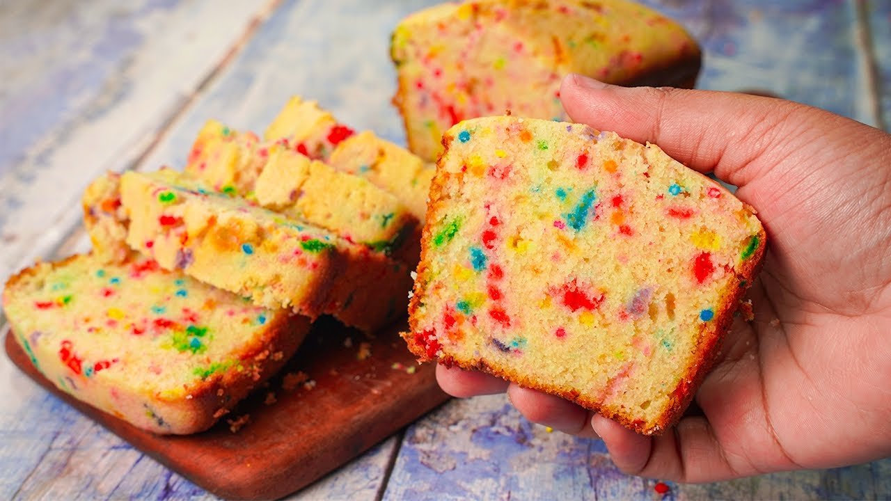 Funfetti Cake Recipe | Eggless & Without Oven | Easy Funfetti Pound ...