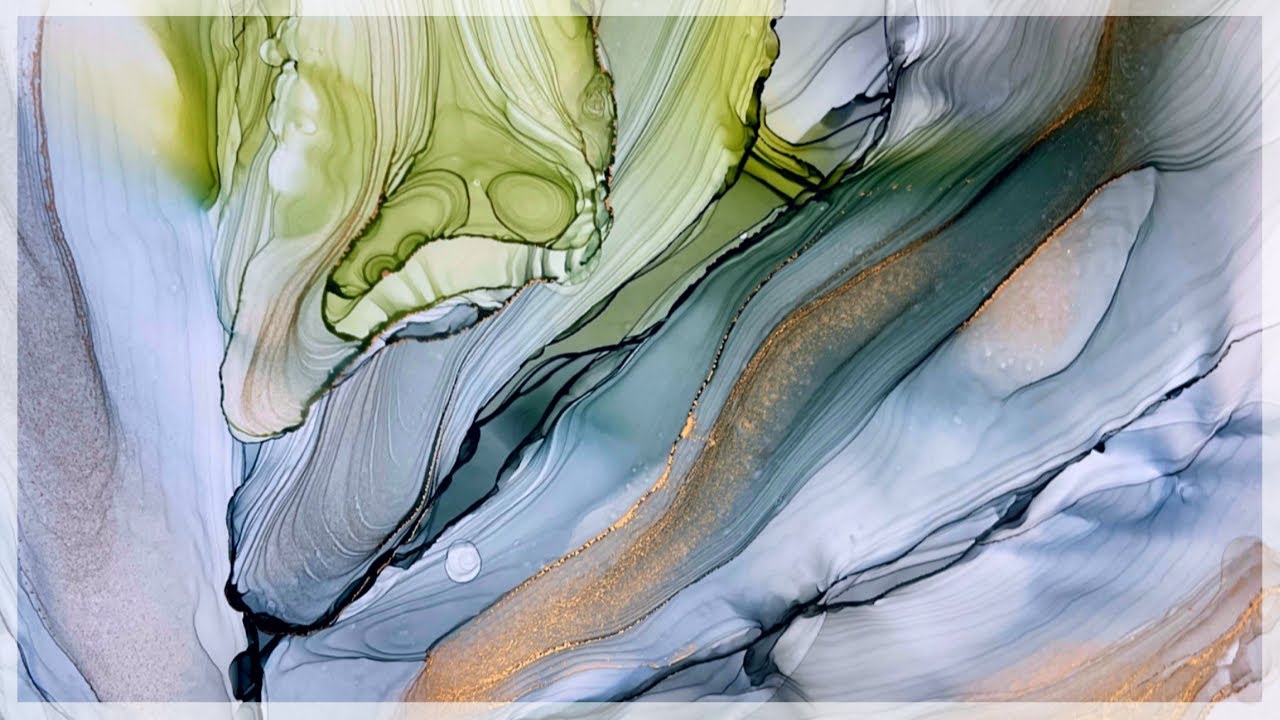 Satisfying Art Therapy // Wide, Abstract, Alcohol Ink Painting - YouTube