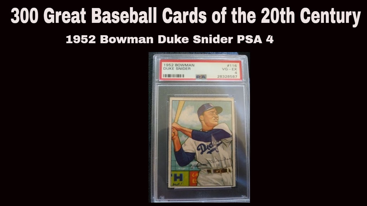 PSA SLABBED-300 Great Baseball Cards 1952 Bowman Duke Snider - YouTube