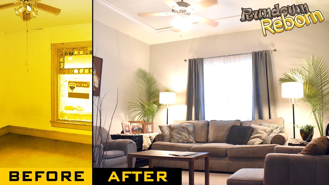 DIY Living Room Renovation On A Budget - BEFORE AND AFTER - YouTube