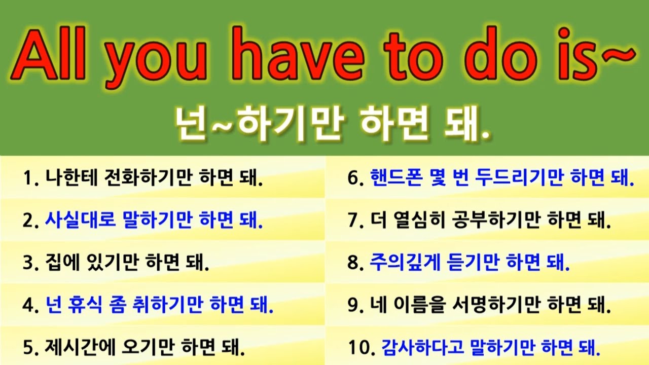 All you have to do is~. 넌~하기만 하면 돼. 미국인이 매일쓰는 기초영어패턴 l 단어 몇개만 바꿔서 쉽게 ...