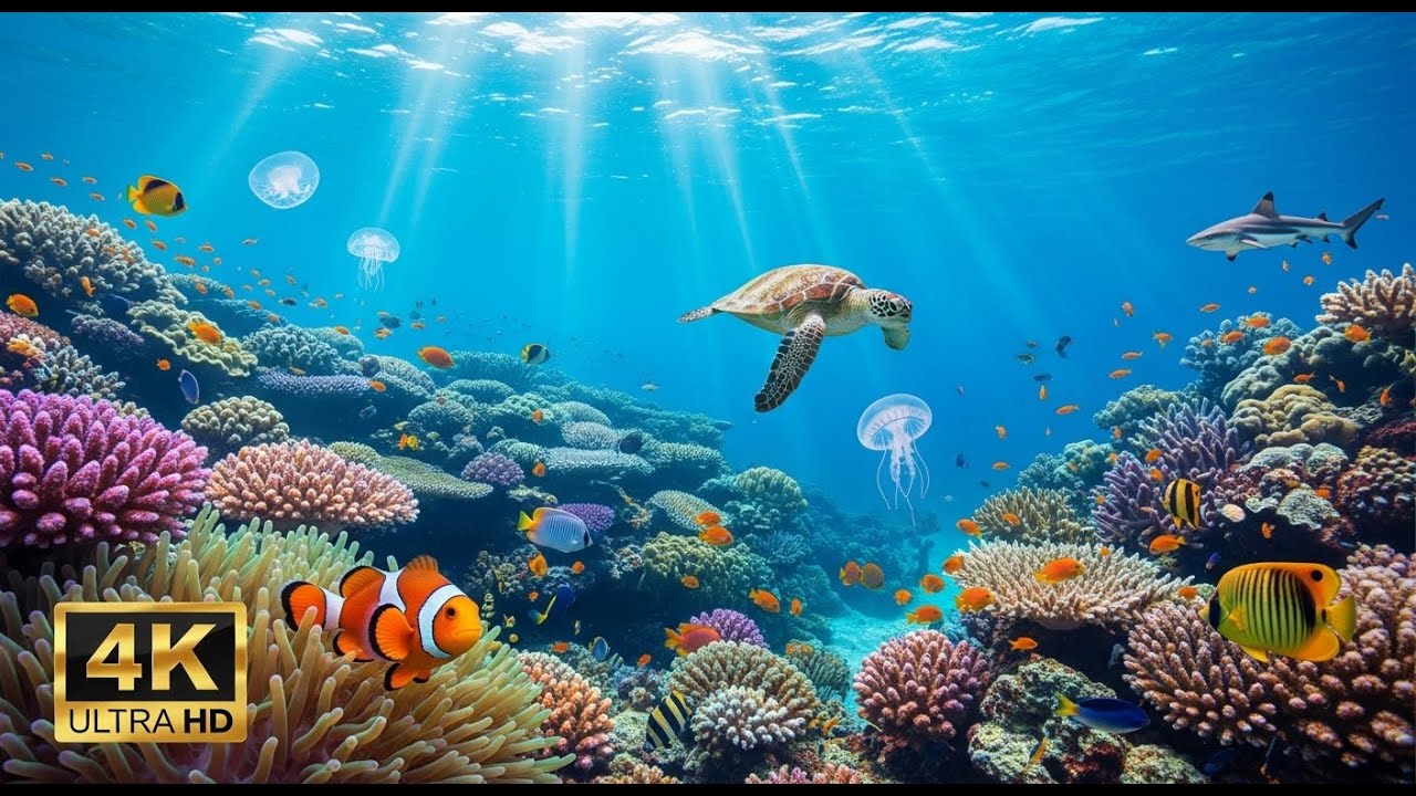 🌊 Beautiful Underwater World 4K – Tropical Fish & Calming Ocean Sounds ...