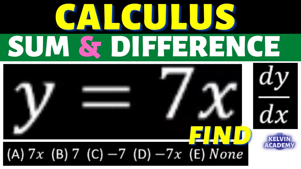 y = 7x | Find dy/dx | For Beginners | Calculus Differentiation ...