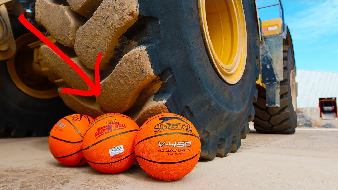 CRUSHING BASKETBALL WITH GIANT TIRE UNTILL THEY POP! - YouTube