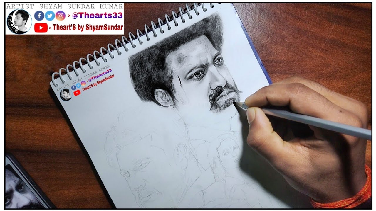 Drawing of RRR Poster Outline and also Jr NTR face Outine Shading,How ...