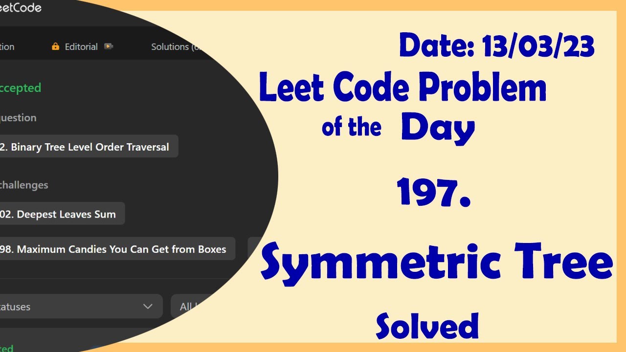101 Symmetric Tree Ii C Leetcode Daily Challenge Youtube 0393