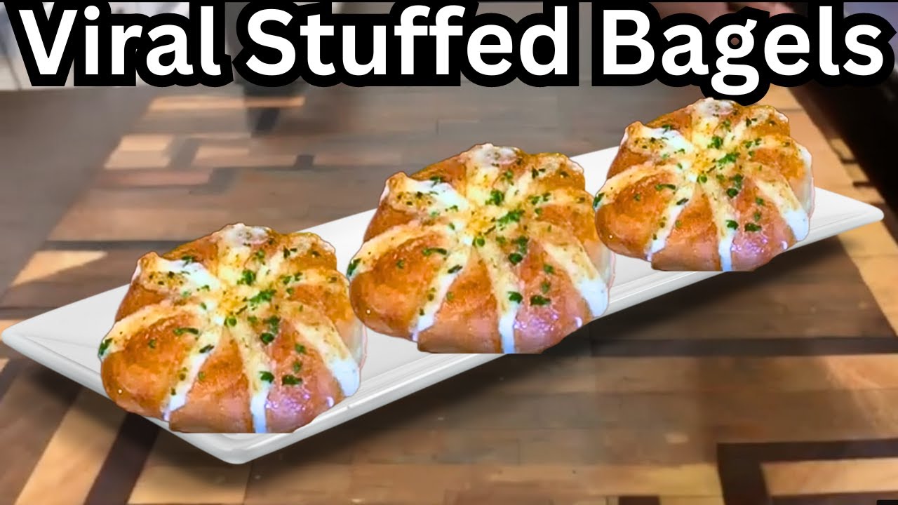 How To Make Garlic Cream Cheese Stuffed Bagels - YouTube