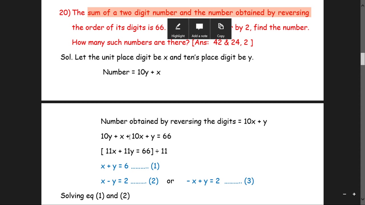 WORD PROBLEMS of Linear Equations (Part - 2) - YouTube
