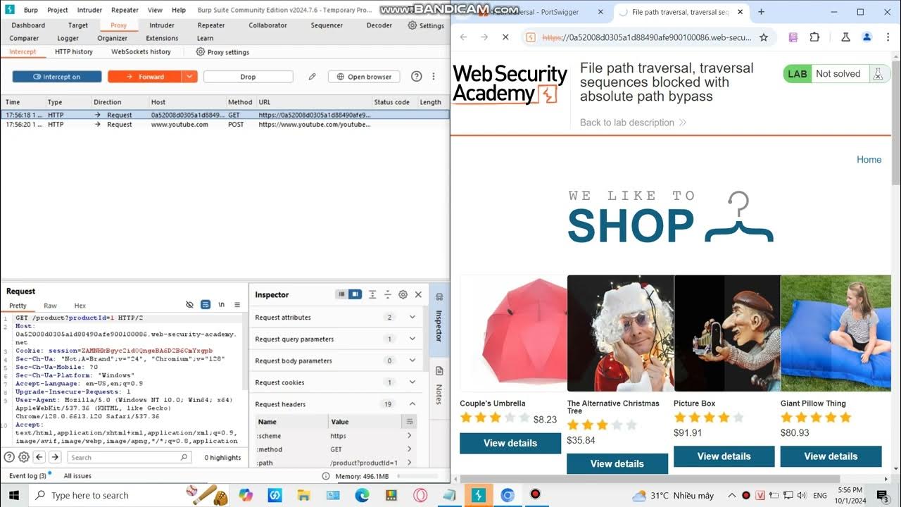 Lab: File path traversal, traversal sequences blocked with absolute path bypass - YouTube
