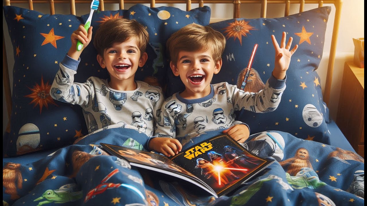 Star Wars Bedtime Routine Boys Learn to Brush Their Teeth and Say ...