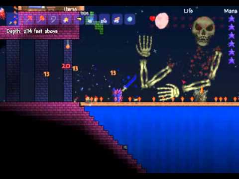 Terraria skeleton boss fight - YouTube