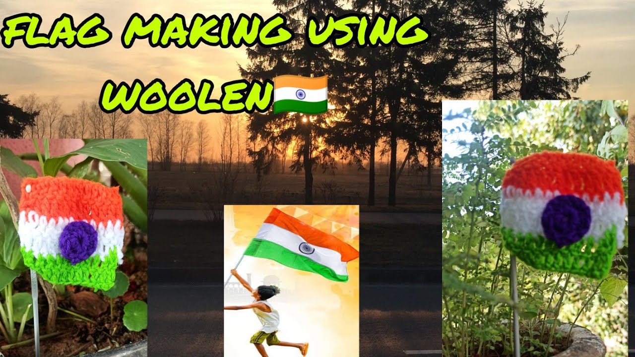 Flag🇮🇳making using woolen#Indian flag making 🇮🇳How to making flag in ...