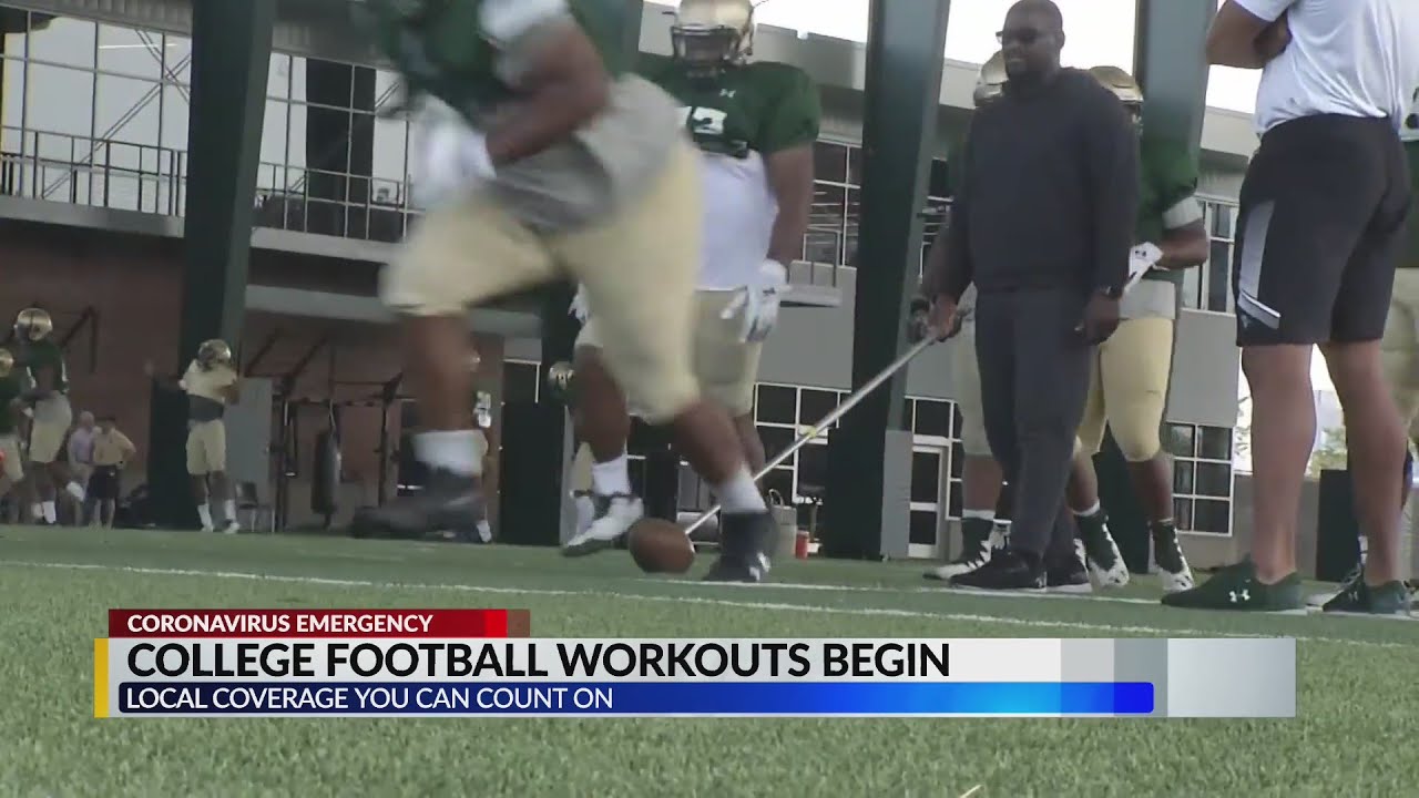 College football group workouts begin - YouTube