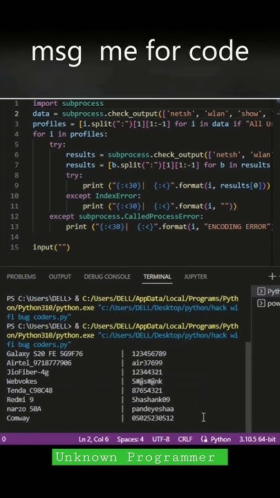 Wifi Password Hack Using Pythoncybersecurity Coding Unknown Python Hacker 7839