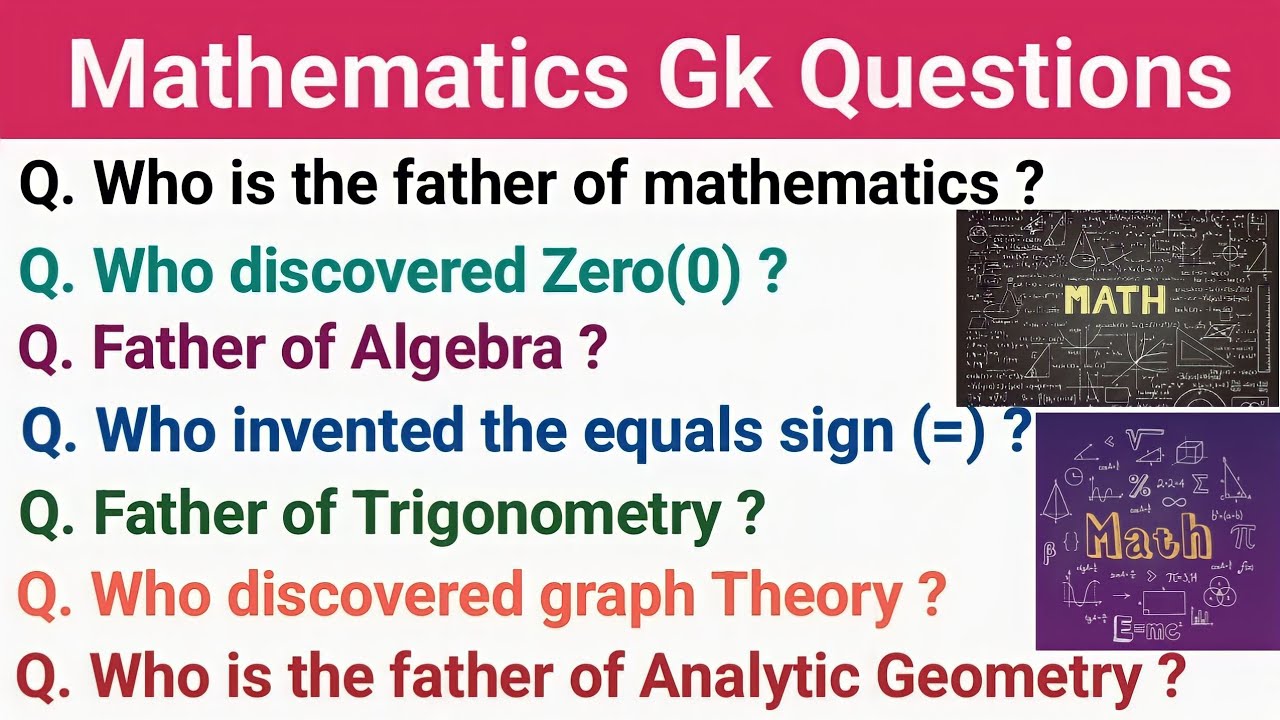 Mathematics Gk Questions | important gk questions || Mathematics Quiz ...