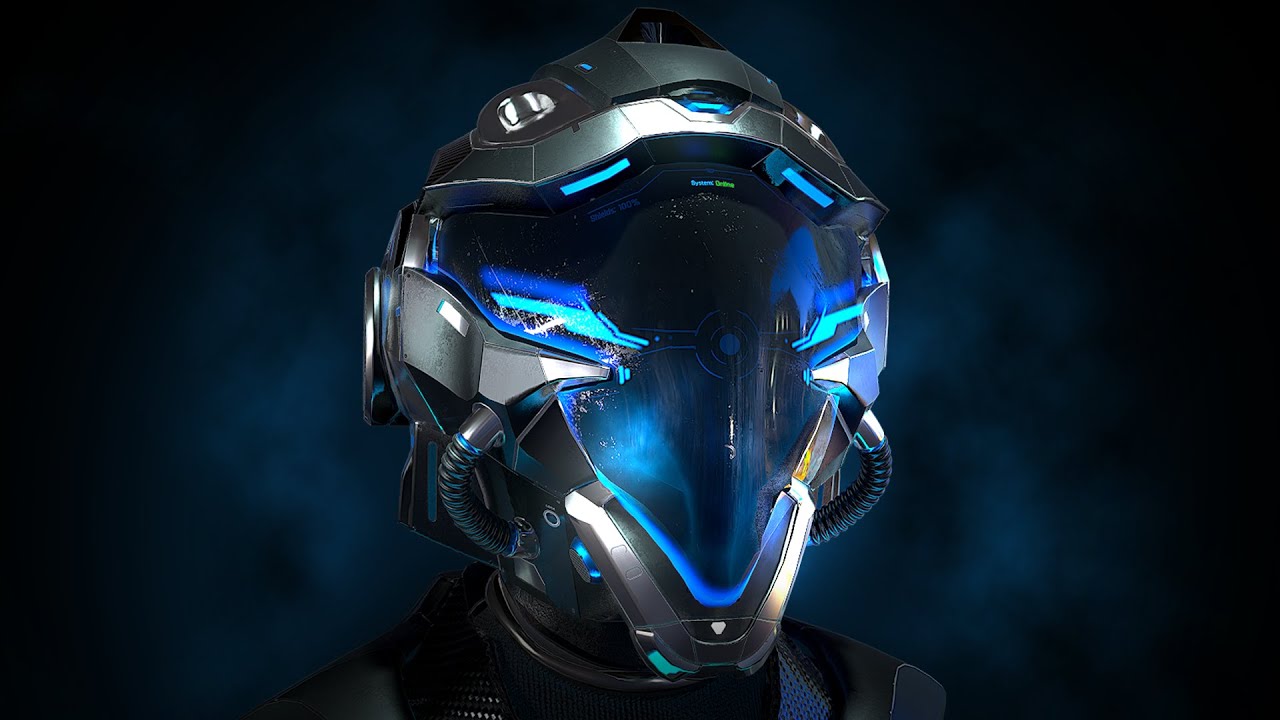 Sci-Fi Helmet Rendered Turnaround - YouTube