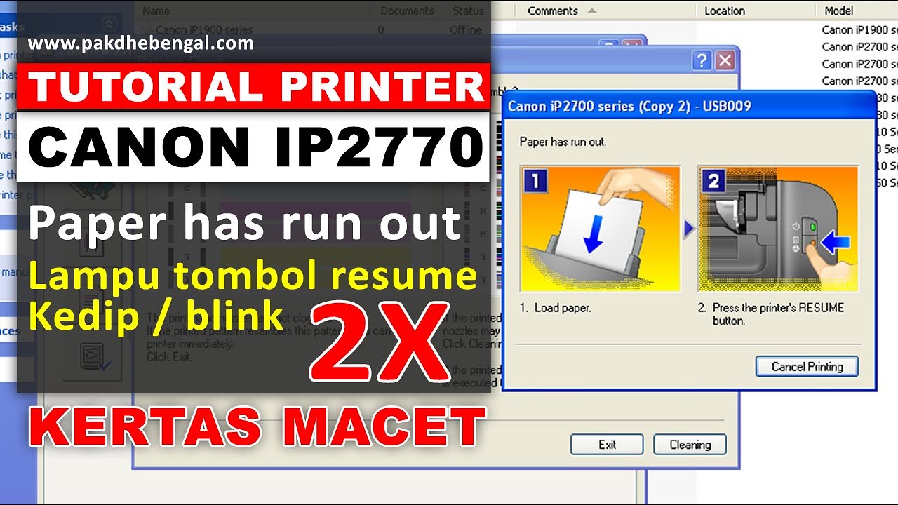 How to Repair a Canon IP2770 Printer Paper Jam Paper Has Run Out Blink ...