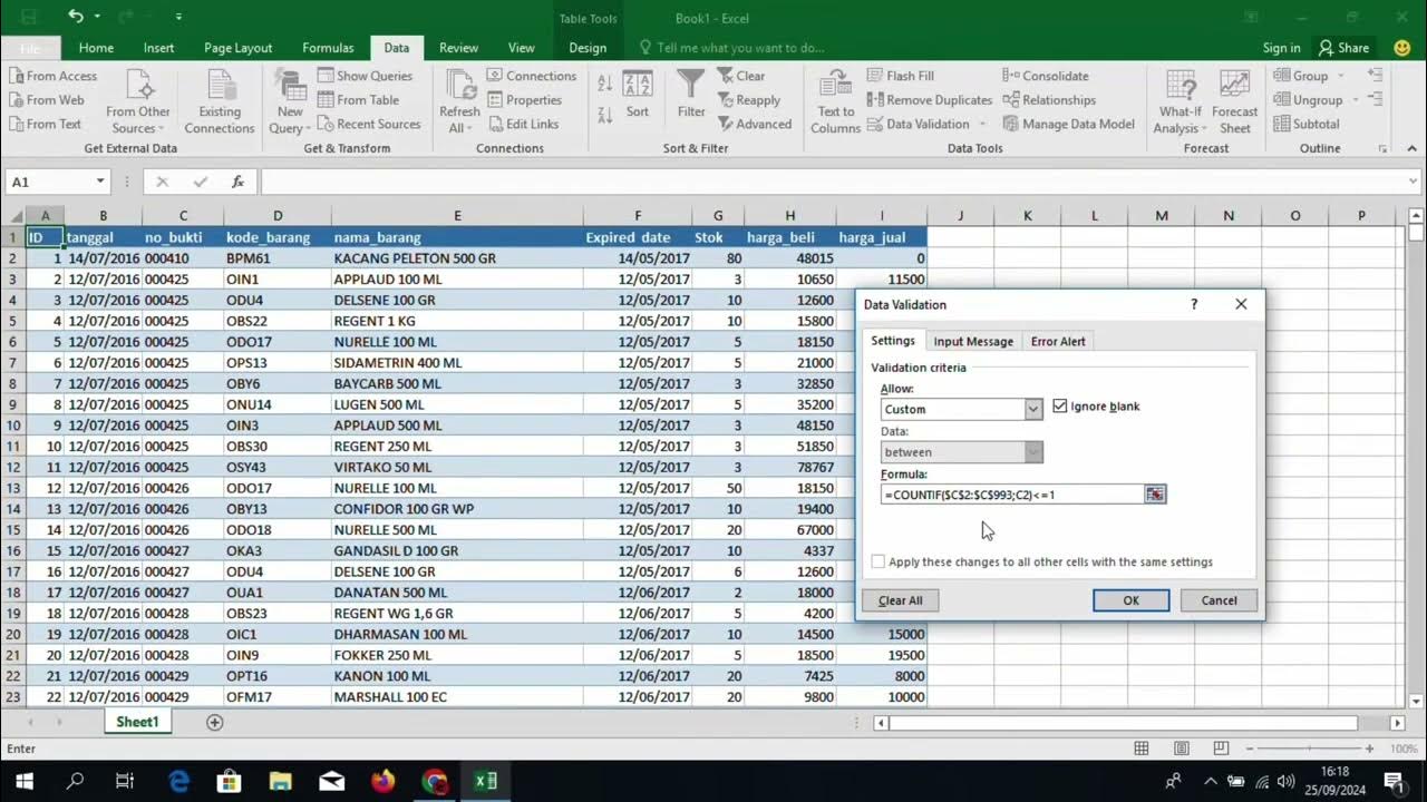 TUTORIAL VALIDASI DATA/DATABASE MENGGUNAKAN MS EXCEL - YouTube
