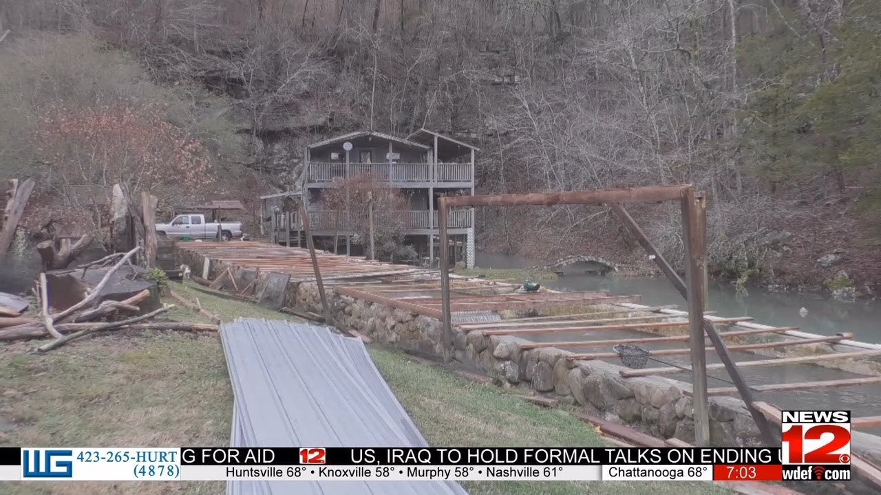 Trout farm damaged from winter storm, "frost quake" - YouTube