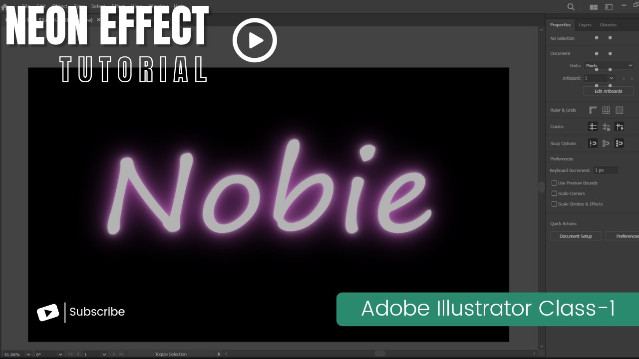 Easiest Way To Add Neon Effect to Any Text [Adobe Illustrator -class 1 ...