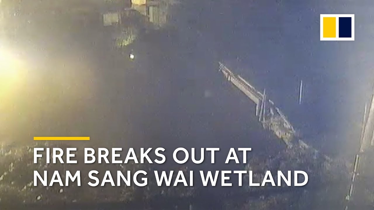Hong Kong: fire breaks out at Nam Sang Wai wetland - YouTube