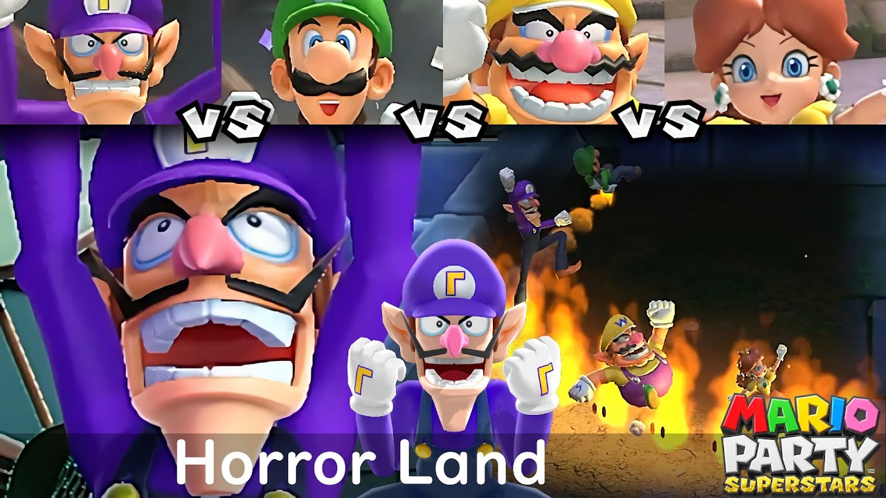 Mario Party Superstars Waluigi vs Daisy vs Wario vs Luigi in Horror ...