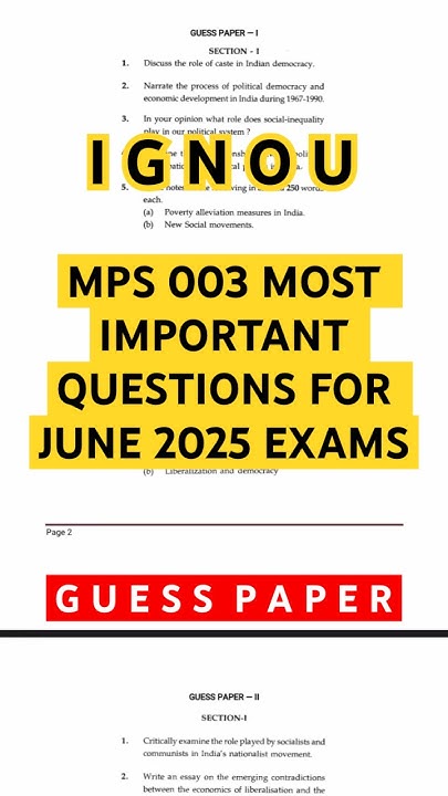 IGNOU MPS 003 MOST IMPORTANT QUESTIONS FOR JUNE 2025 EXAMS | Ignou mps 003 guess paper #ignou# ...