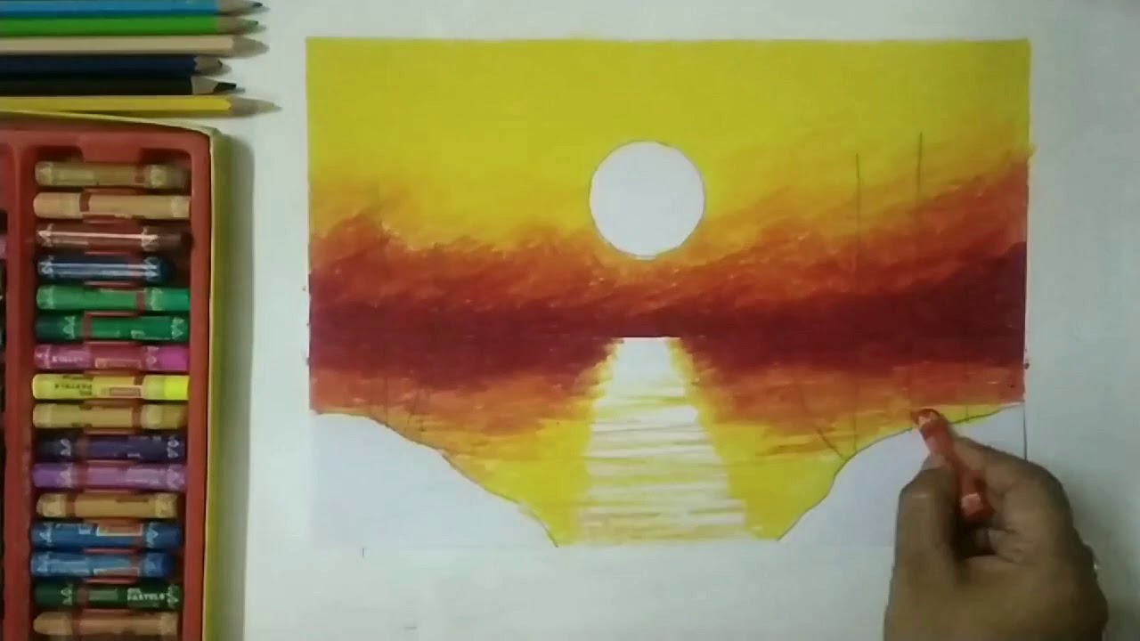 Sunrise with Oil pastel - YouTube