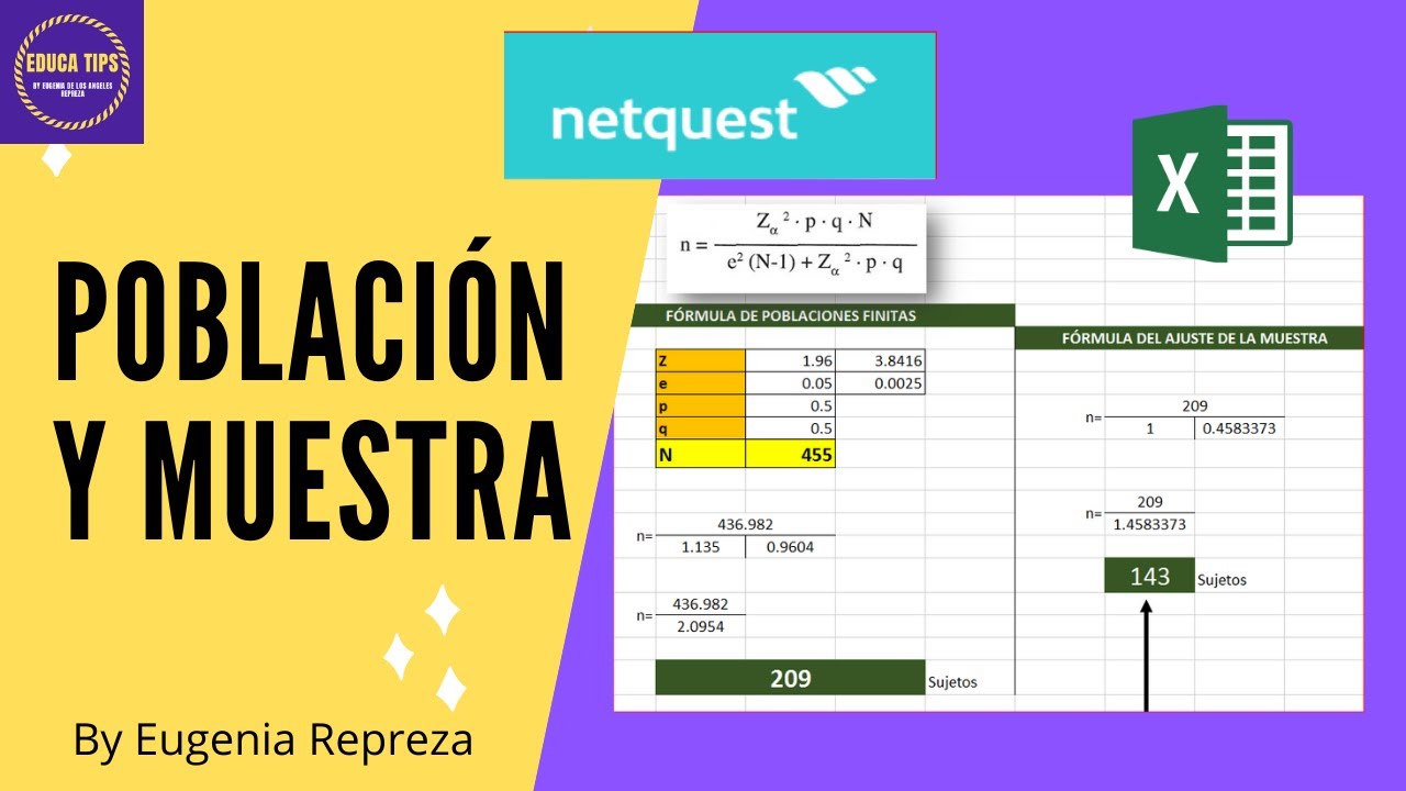 🔴EJEMPLO DE POBLACIÓN Y MUESTRA EN EXCEL 2022 (NETQUEST) FÓRMULA FINITA ...